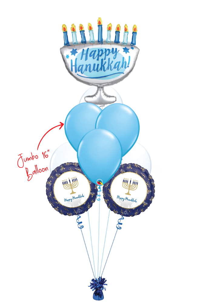 Jumbo Happy Hanukkah Balloon Arrangement – BALLOONERY.COM