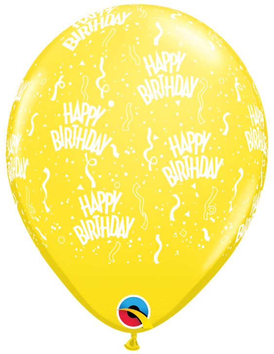 11" HBD Yellow Balloon – BALLOONERY.COM