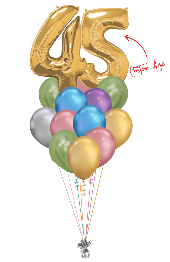 Custom Number Multi-Colour Chrome Balloon Bouquet – BALLOONERY.COM