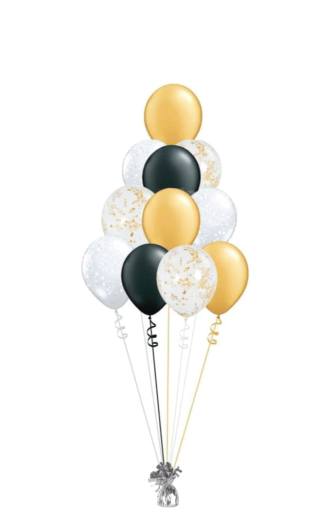 Elegant Black Gold and Silver Balloon Bouquet – BALLOONERY.COM