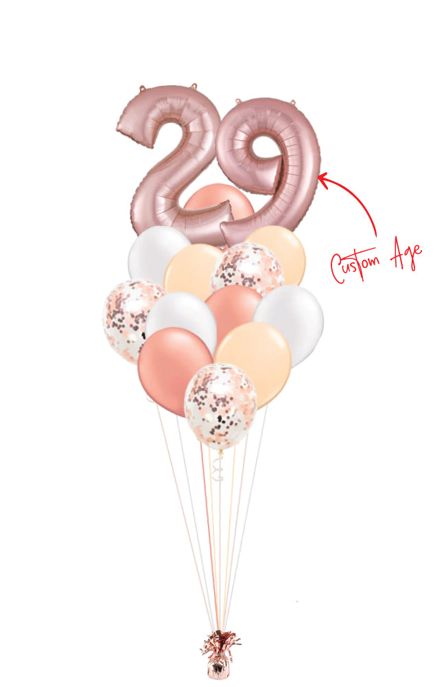 Rose Gold Customizable Birthday Balloon Arrangement – BALLOONERY.COM