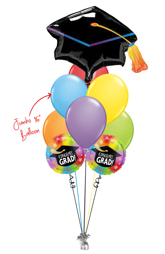 Silver and Gold Graduation Balloon Arrangement – BALLOONERY.COM