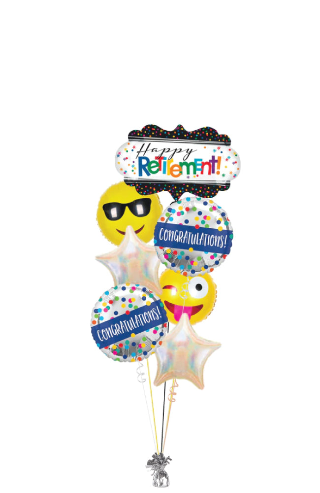 Happy Retirement Emoji Balloon Arrangement – BALLOONERY.COM